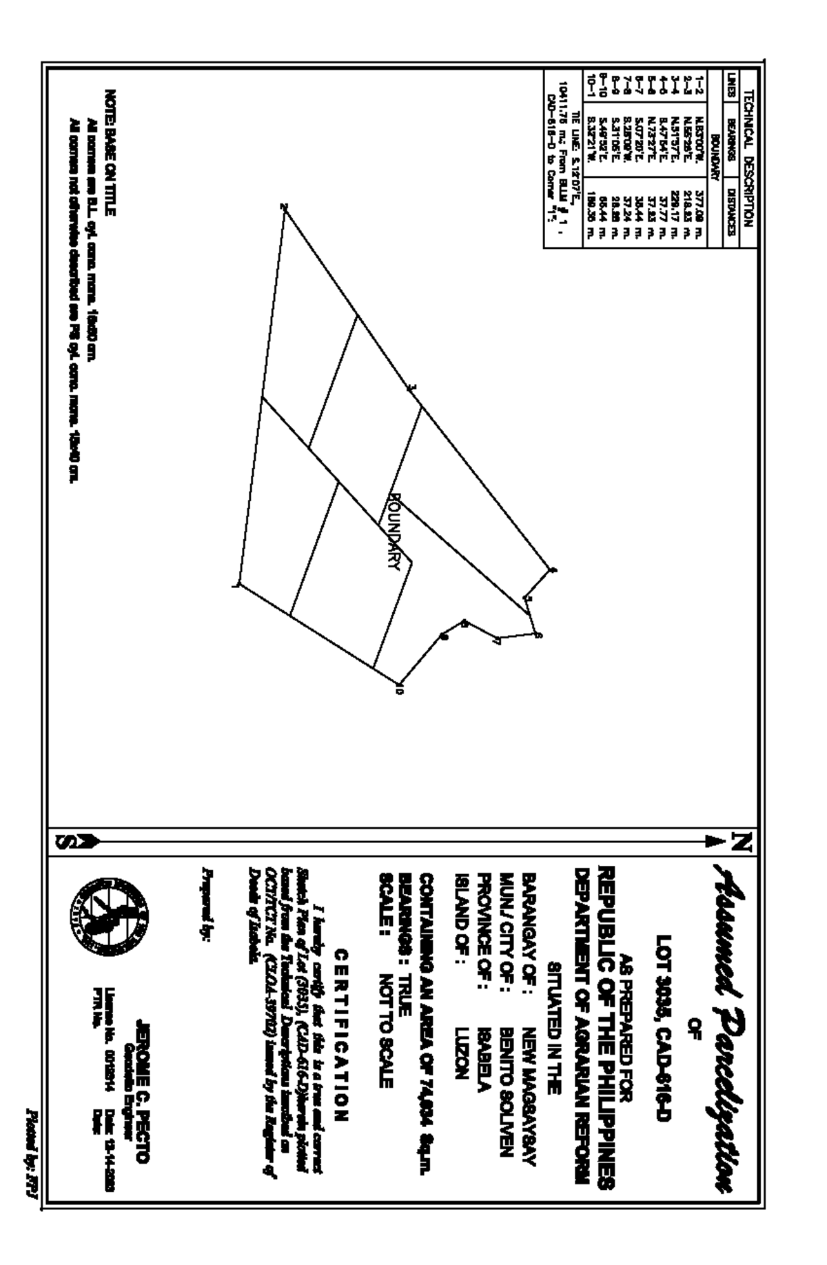 Sketch Models plan - TECHNICAL DESCRIPTION LINES BEARINGS DISTANCES N ...