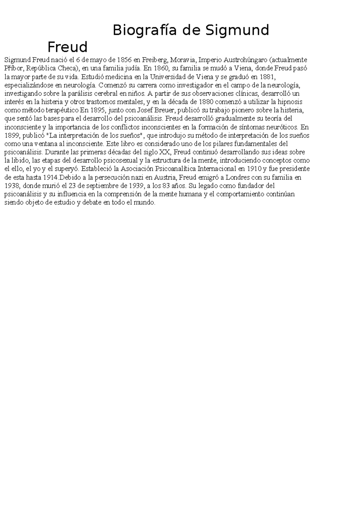 Sigmund Freud - anotas - Freud Sigmund Freud nació el 6 de mayo de 1856 ...