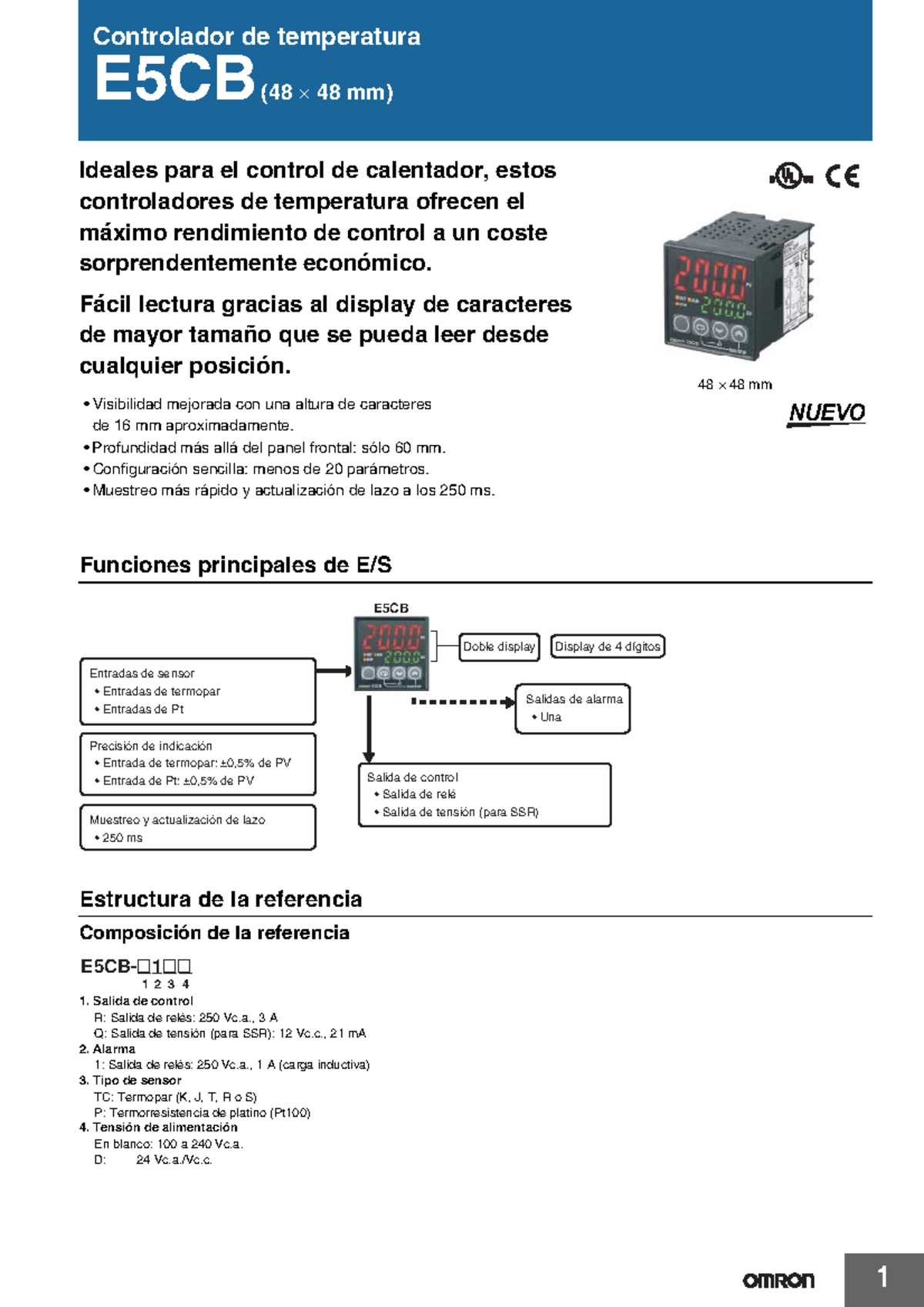 Temperature controller datasheet - Controlador de temperatura E5CB (48 ...