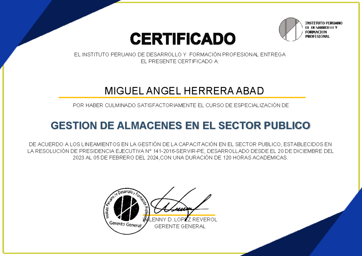 Gestion DE Almacenes EN EL Sector Publico - EL INSTITUTO PERUANO DE ...