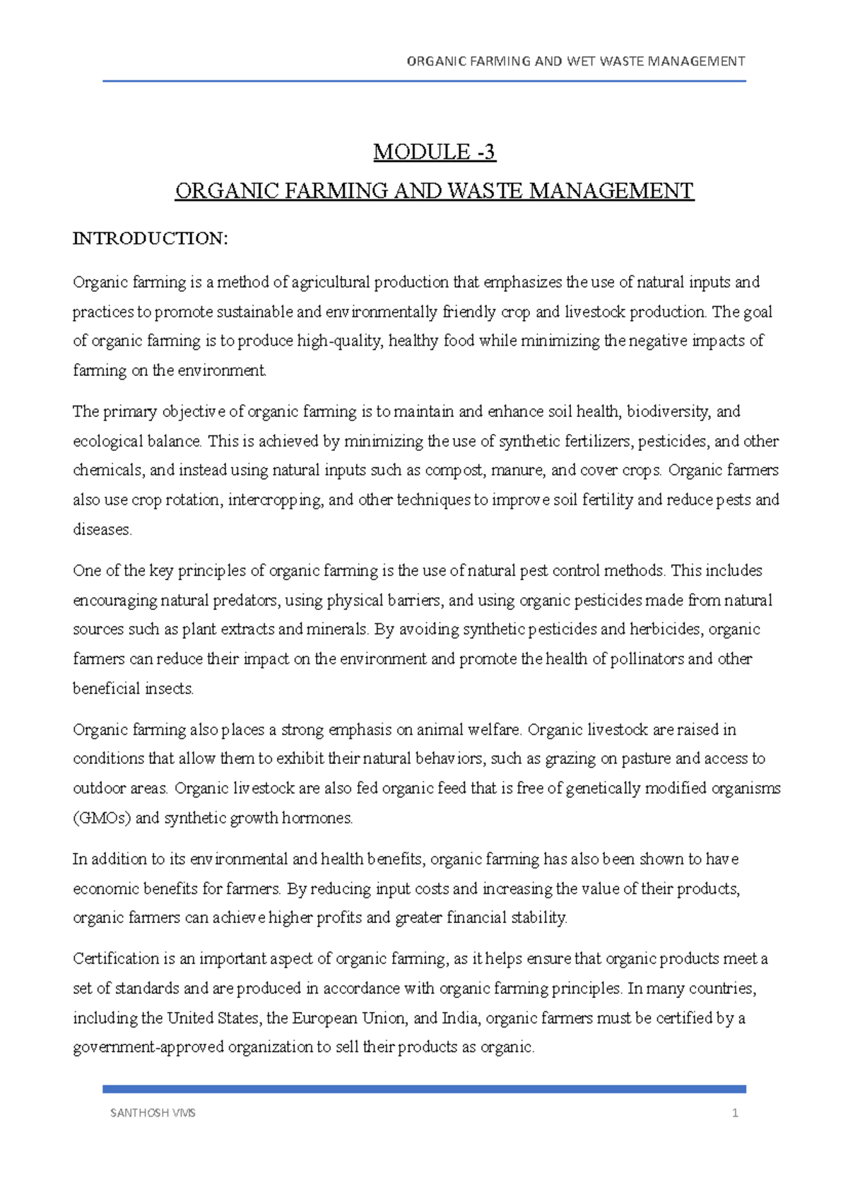 Mod3dabba - mod 3 daa - MODULE - ORGANIC FARMING AND WASTE MANAGEMENT ...