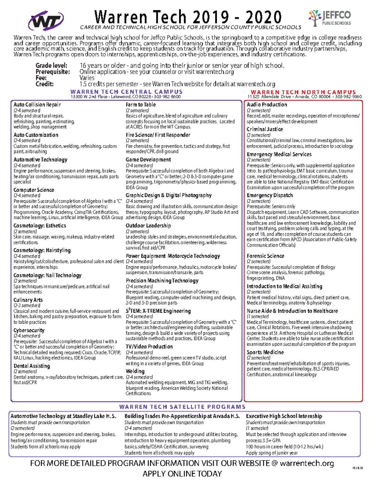 Course Description Guide 2019-2020 - WA R R E N T E C H C E N T R A L C ...