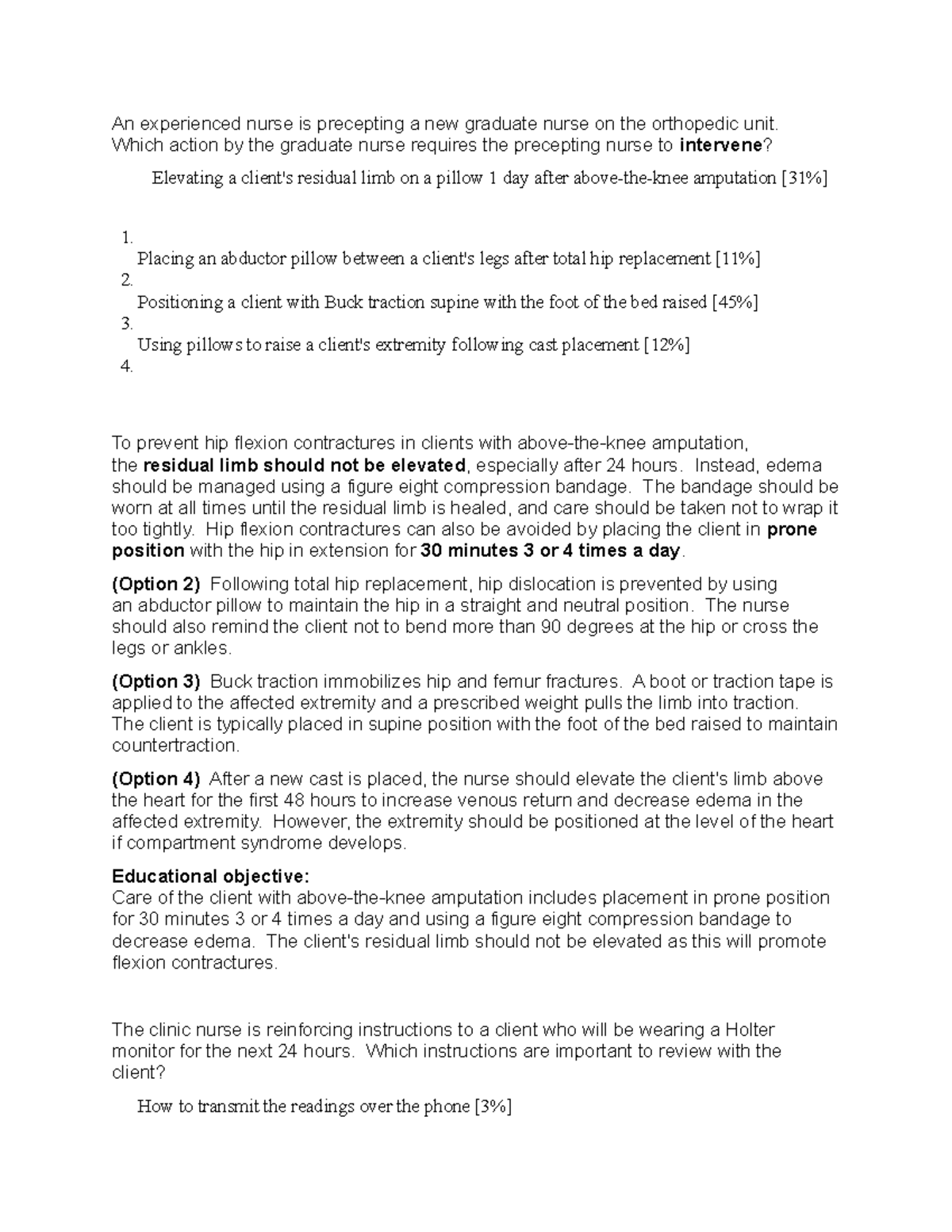 Sample/practice exam, questions and answers - An experienced nurse is ...