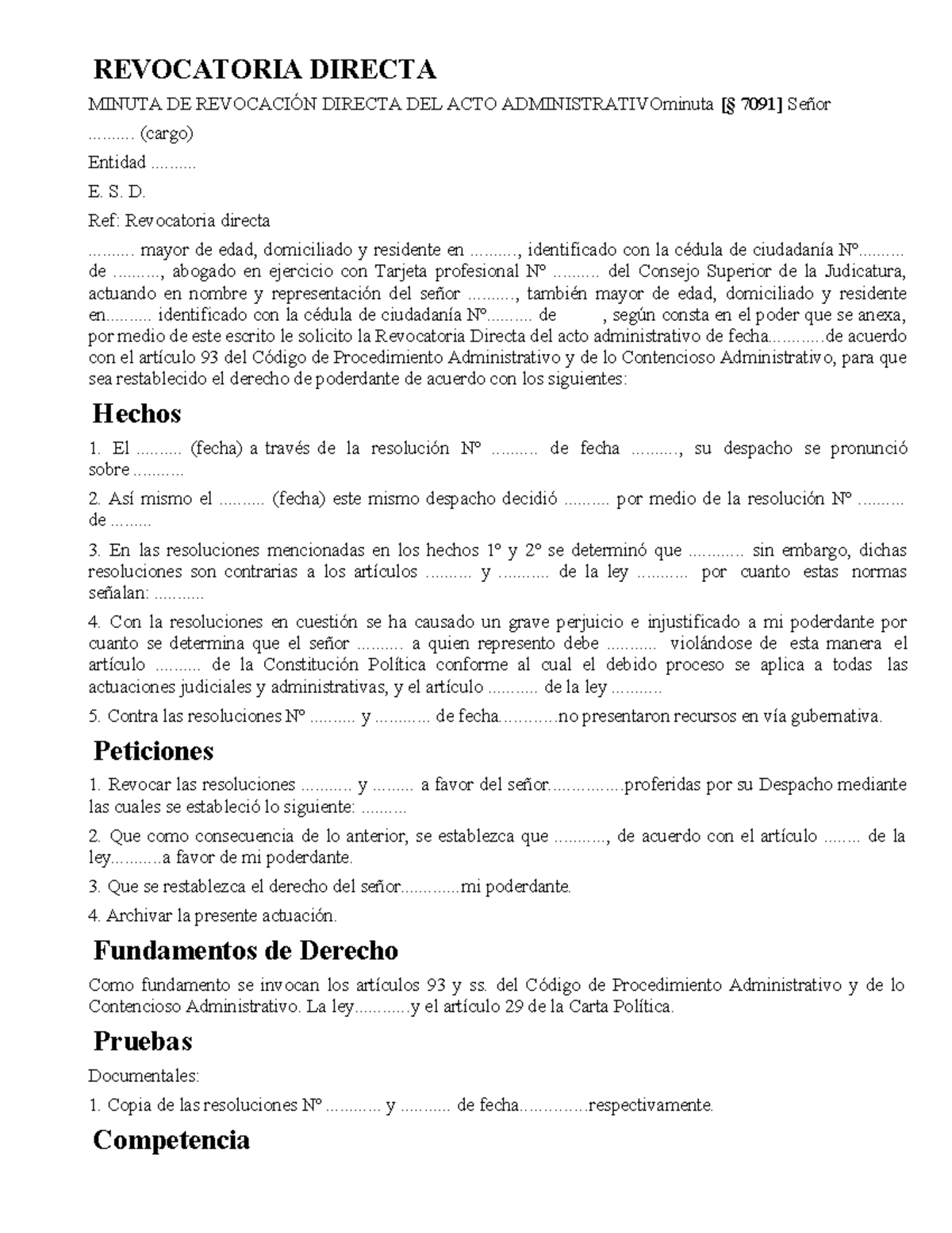 364829201 Modelo de Revocatoria Directa - REVOCATORIA DIRECTA MINUTA DE ...