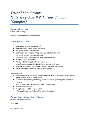Maternal Newborn Olivia Simulation - Virtual Simulation: Maternity Case ...