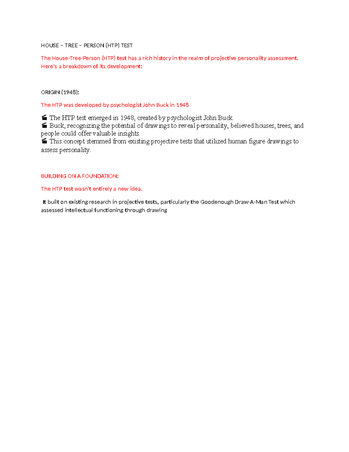 House TREE Person - HOUSE – TREE – PERSON (HTP) TEST The House-Tree ...