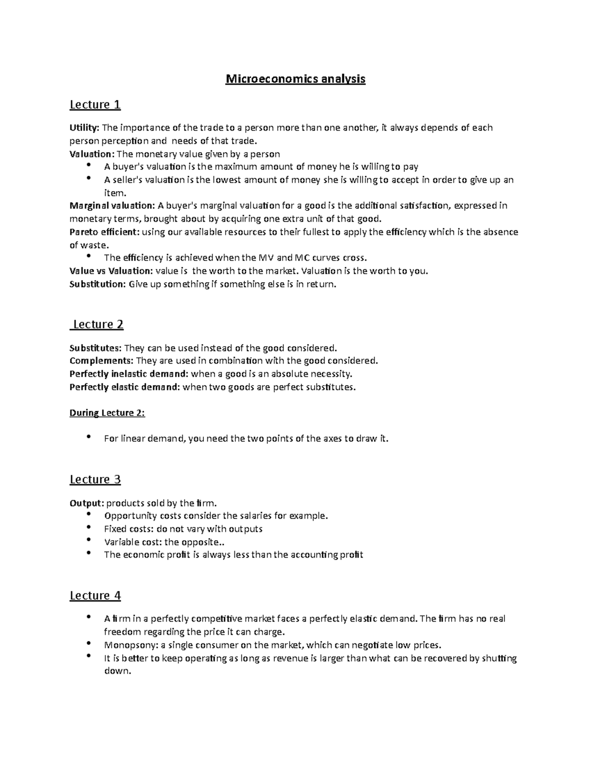 Microeconomics analysis Summary - Microeconomics analysis Lecture 1 Utility: The importance of ...