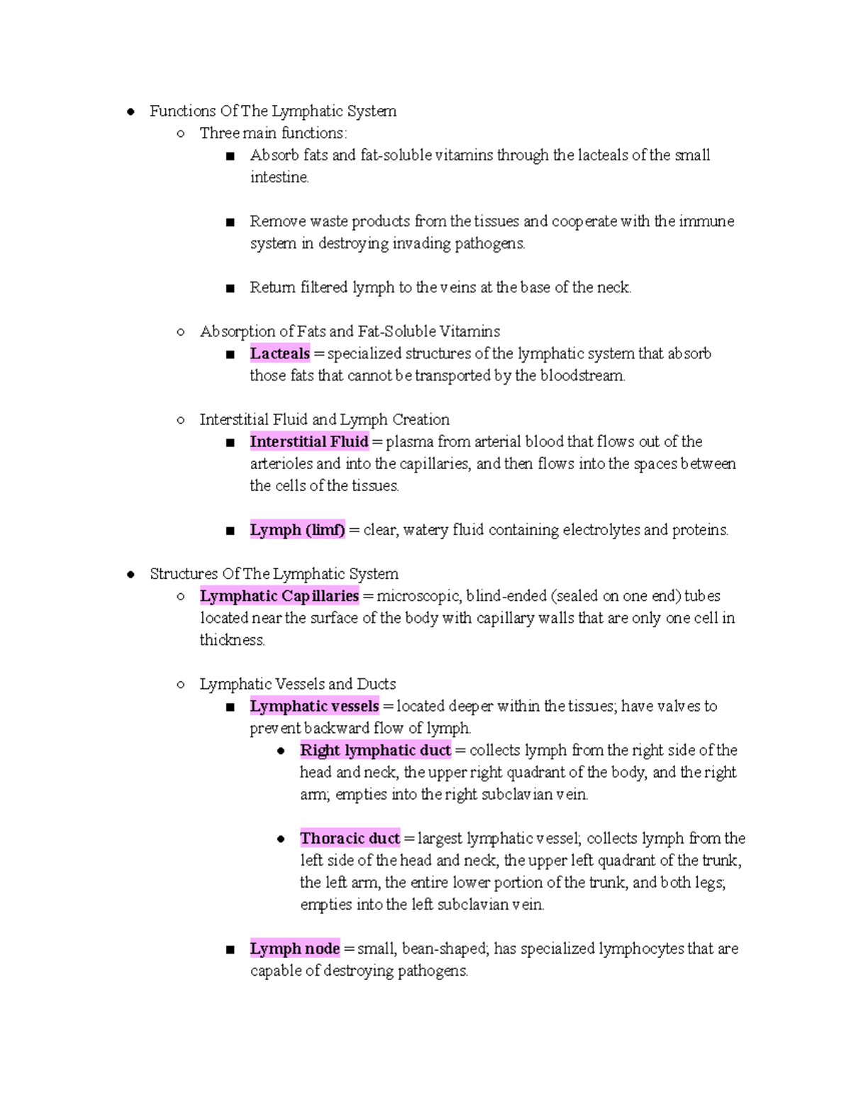 Chapter 6 The Lymphatic and Immune System - Functions Of The Lymphatic ...