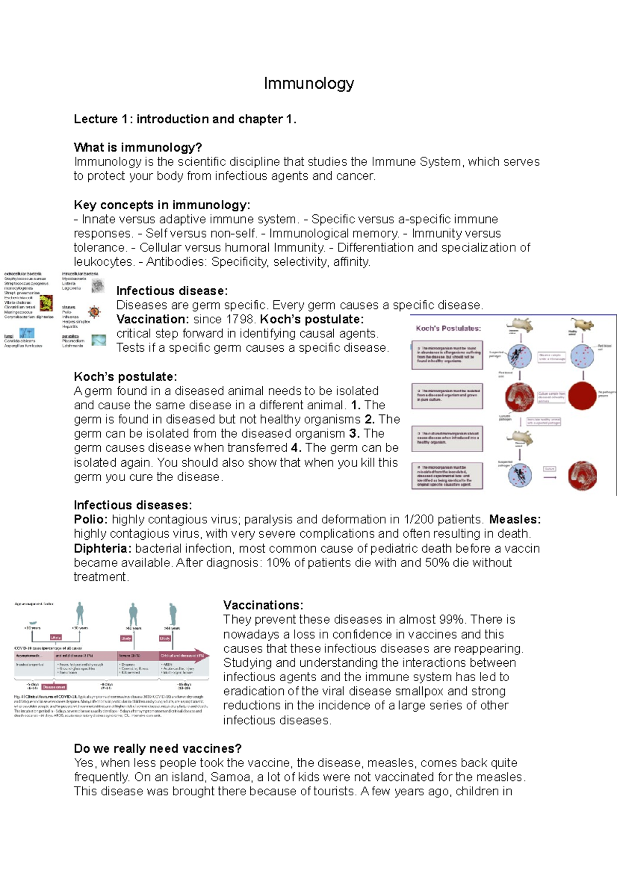 Immunology - Immunology Lecture 1: introduction and chapter 1. What is immunology? Immunology is ...
