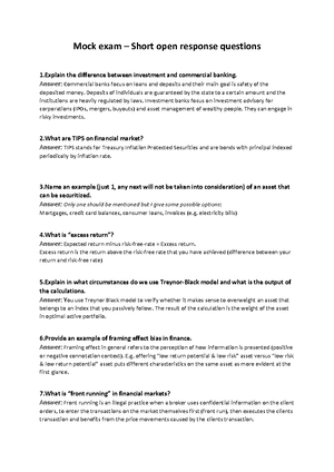 Multiple choice questions and answers for the exam - Mock exam ...