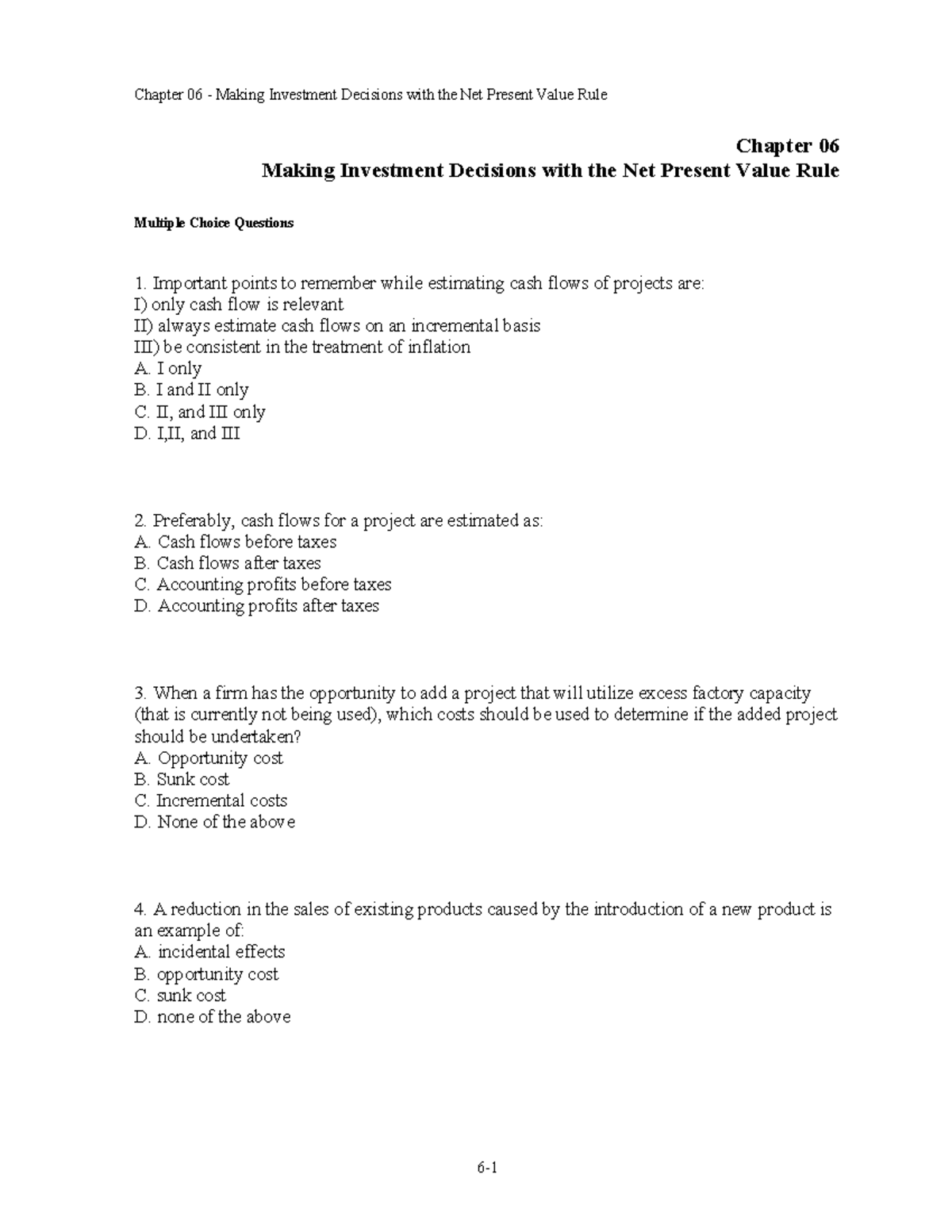 tutorial presentatin of chapter 6 - Chapter 06 Making Investment Decisions with the Net Present ...