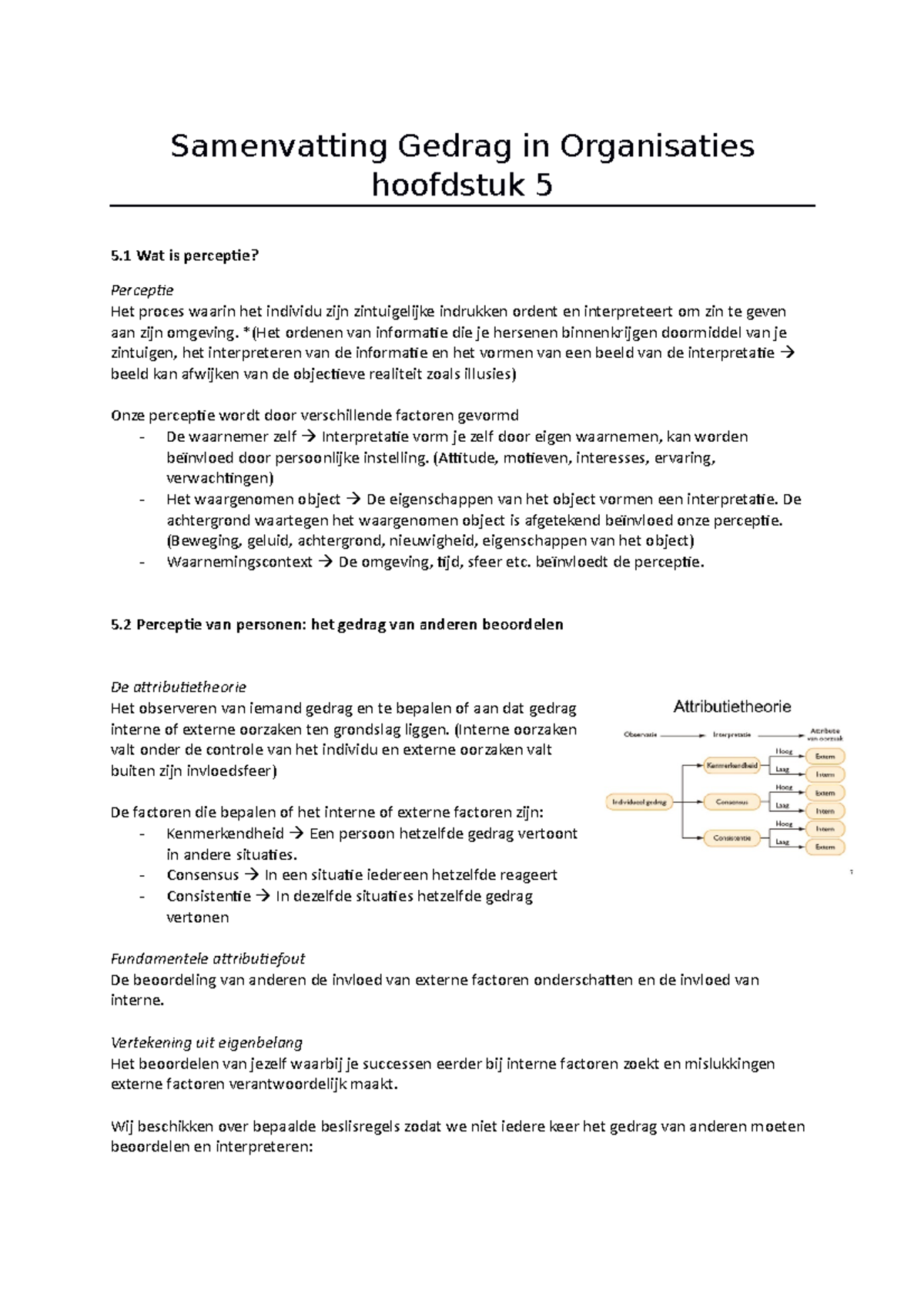 Samenvatting Oandg Hoofdstuk 5 Samenvatting Gedrag In Organisaties
