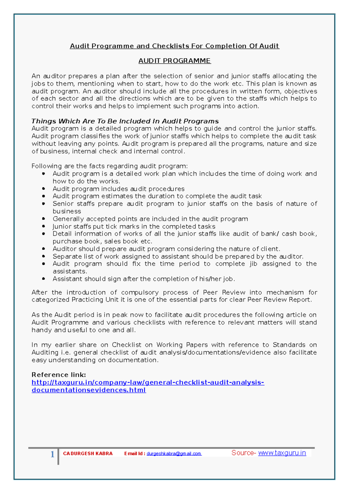 Audit- Programme - This plan is known as audit program. An auditor ...