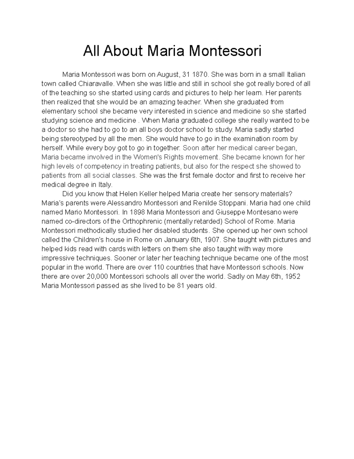 All about Maria Montessori - All About Maria Montessori Maria ...