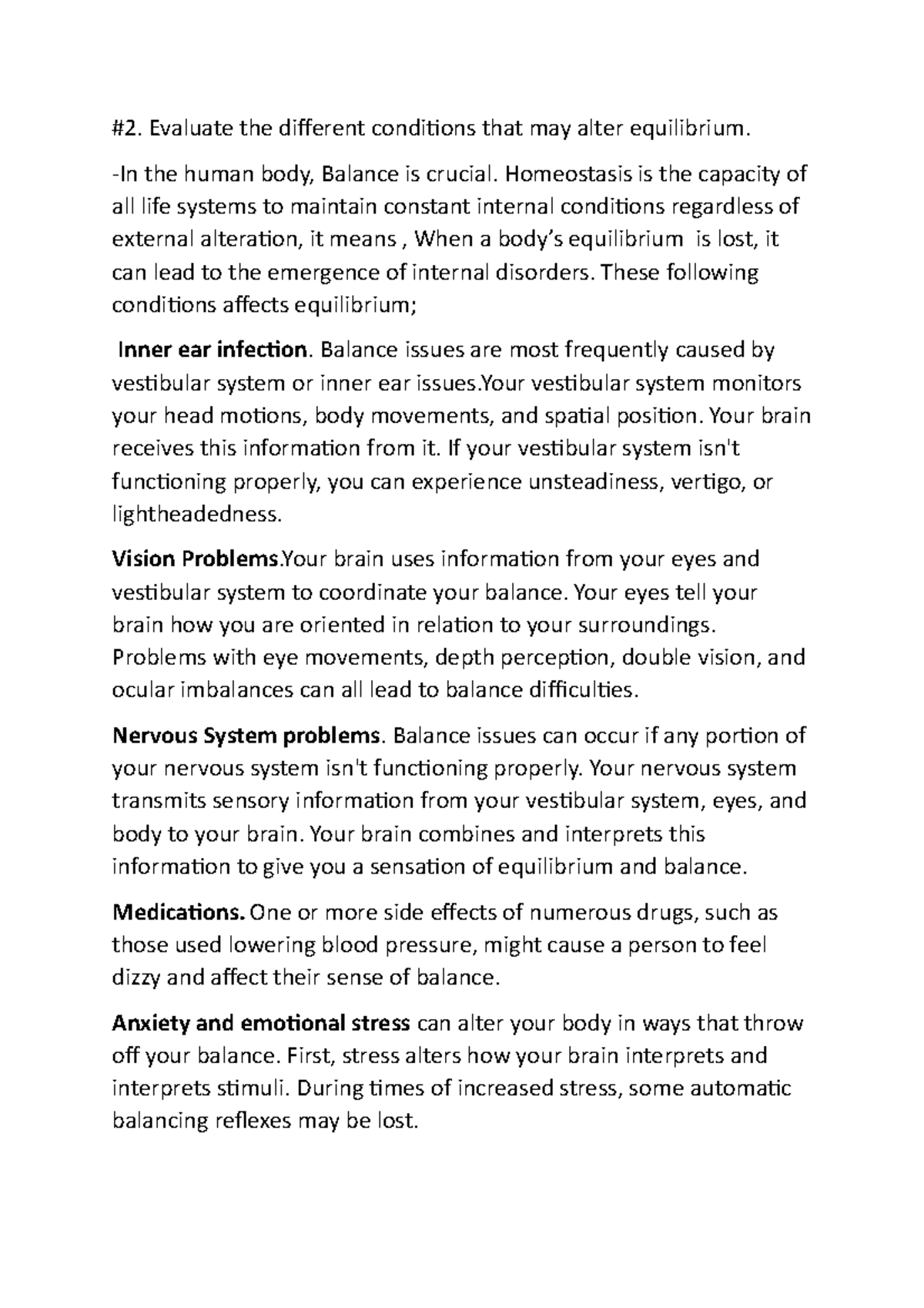 Anaphy-group-activity - #2. Evaluate the different conditions that may ...