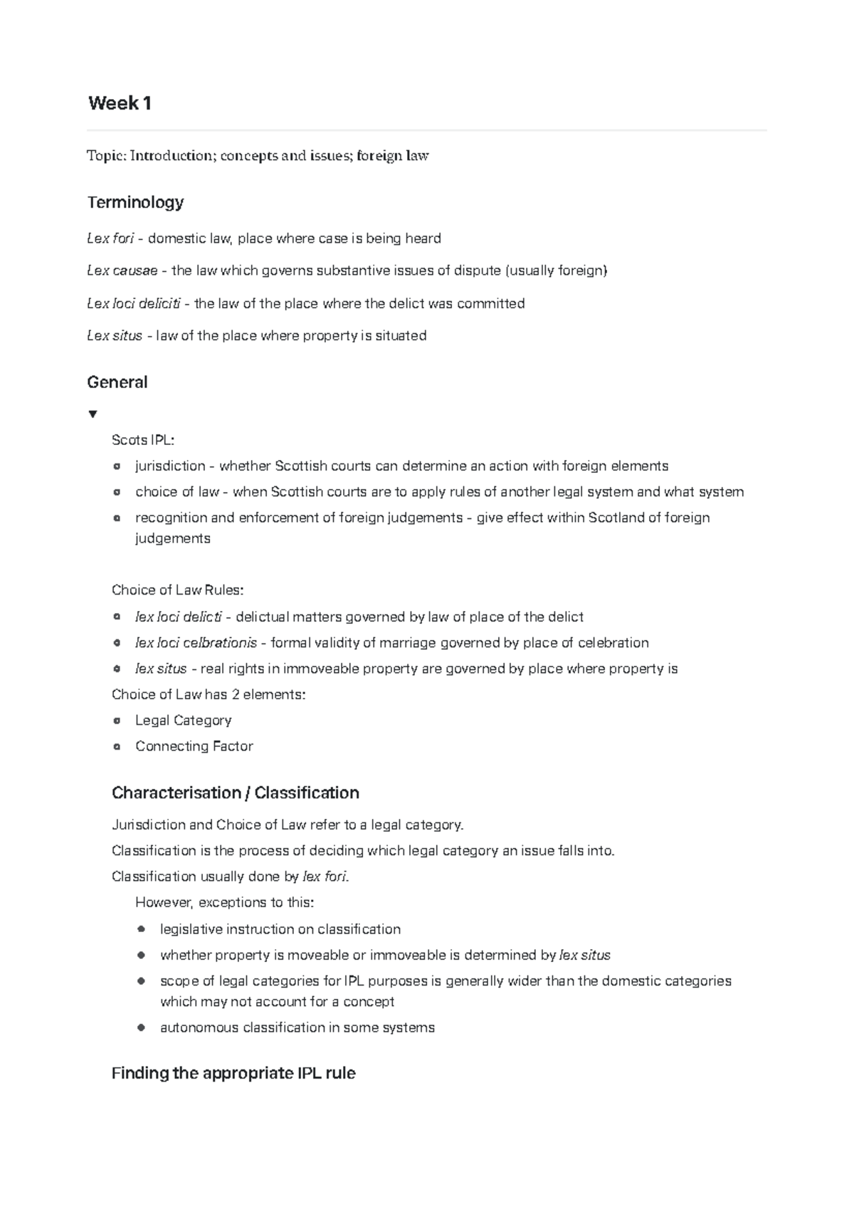 Week 1 Introduction to IPL - Week 1 Topic: Introduction; concepts and issues; foreign law - Studocu