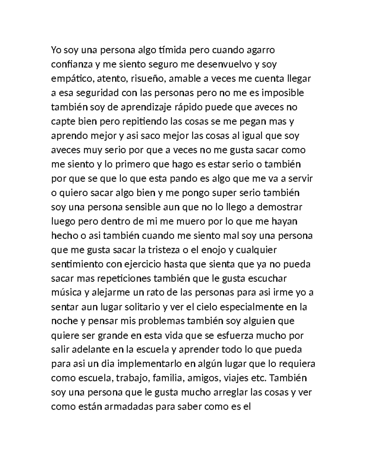 Yo soy - sda - Yo soy una persona algo tímida pero cuando agarro ...