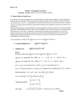 Assignment 1 - CSCI 1300 Calculus in Computer Science Assignment 1 Limits Due: September 20th ...