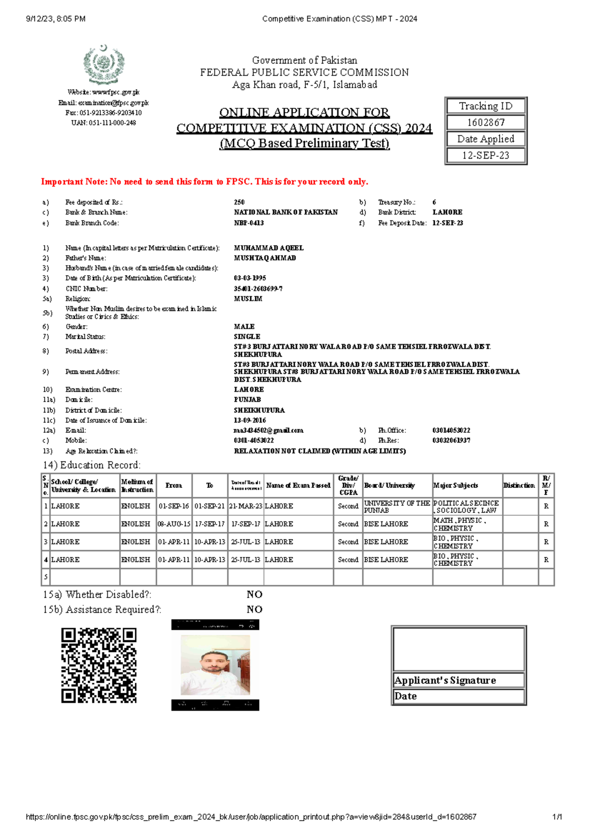 Competitive Examination (CSS) MPT - 2024 - - Studocu