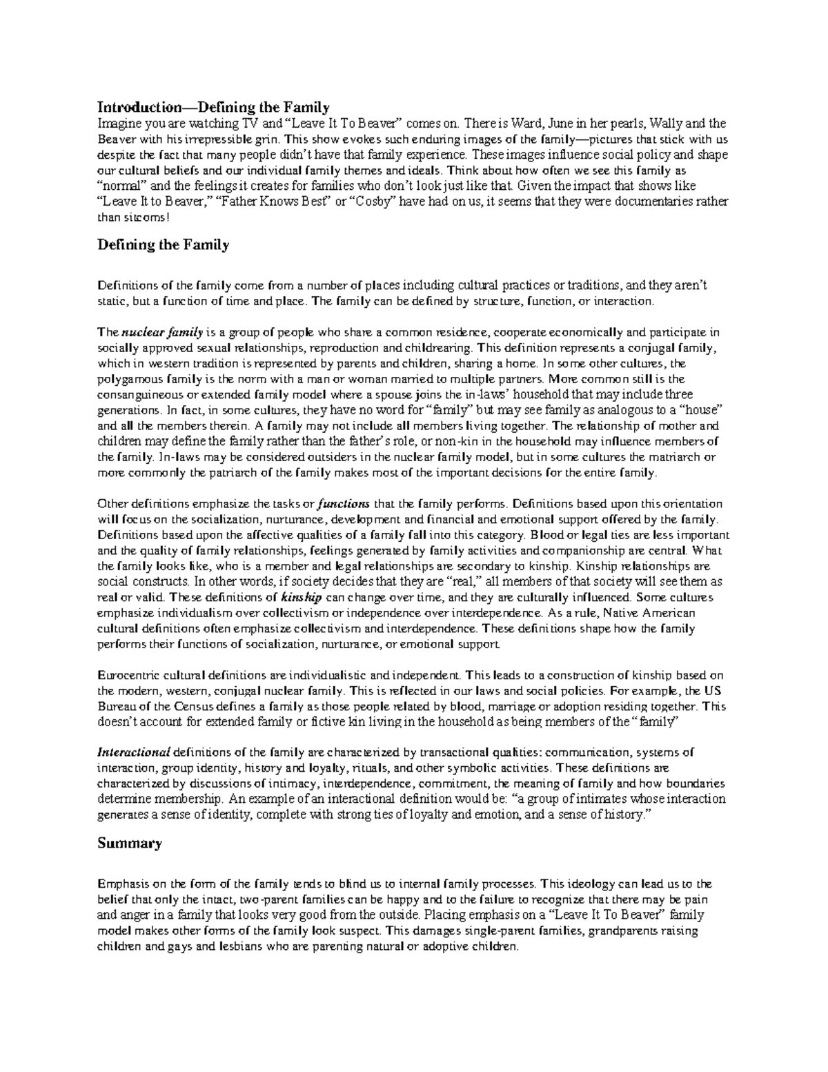 Unit 1 Lecture Notes(1)-HD 204-1 - Introduction—Defining the Family ...
