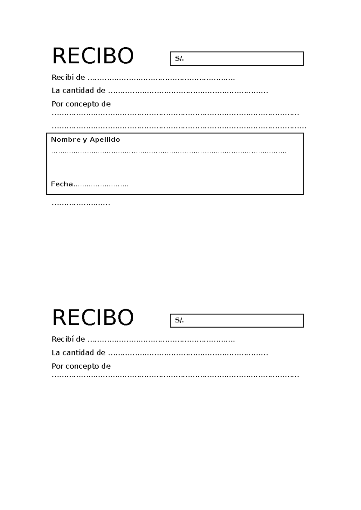 Recibo modelo - asdas - RECIBO Recibí de - Studocu