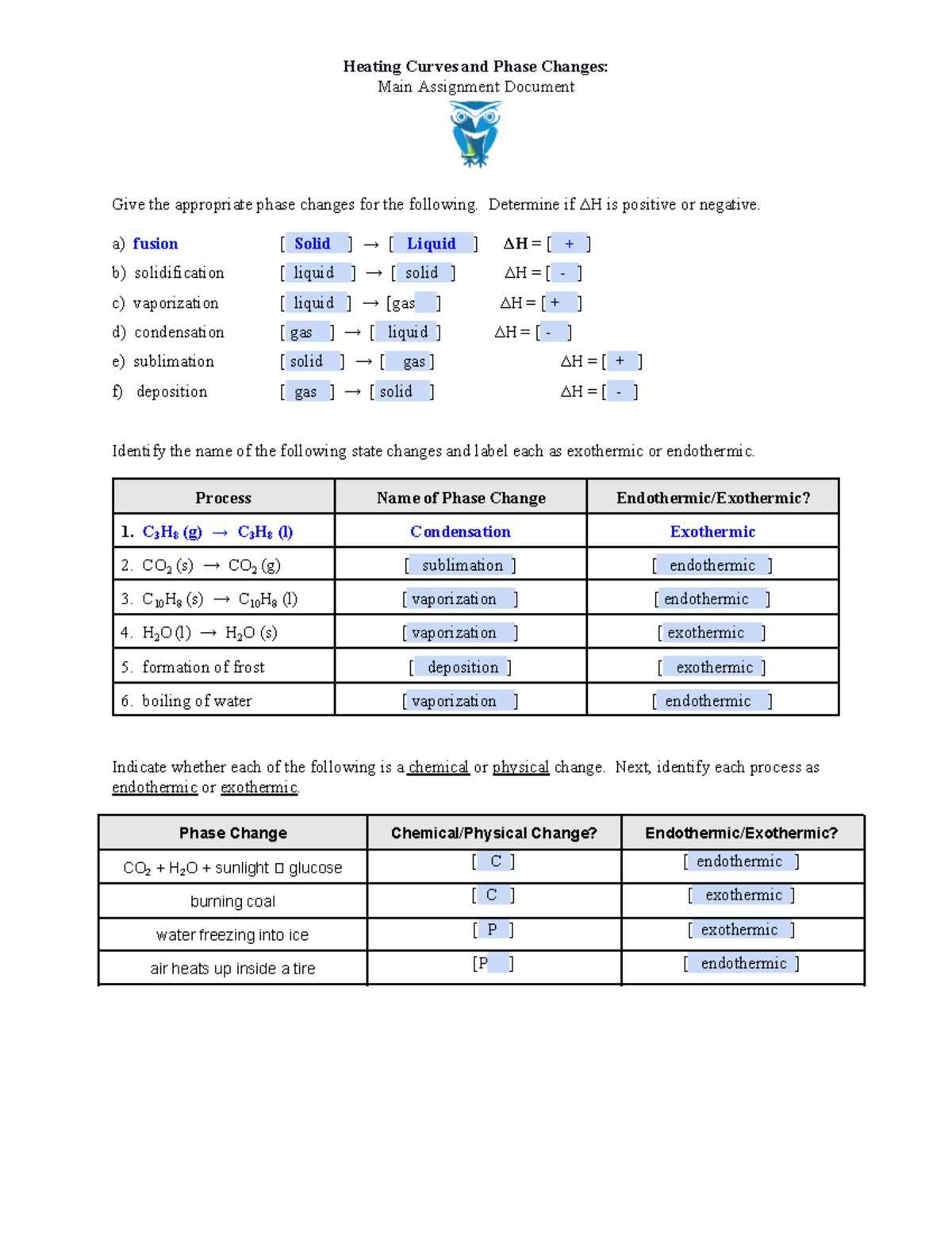 Heating Curves And Phase Change Diagrams Worksheet Phase Cha