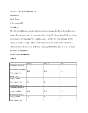 Lab 2 - Alka Seltzer Lab Report - Data Analysis Report: Experiment 2 ...