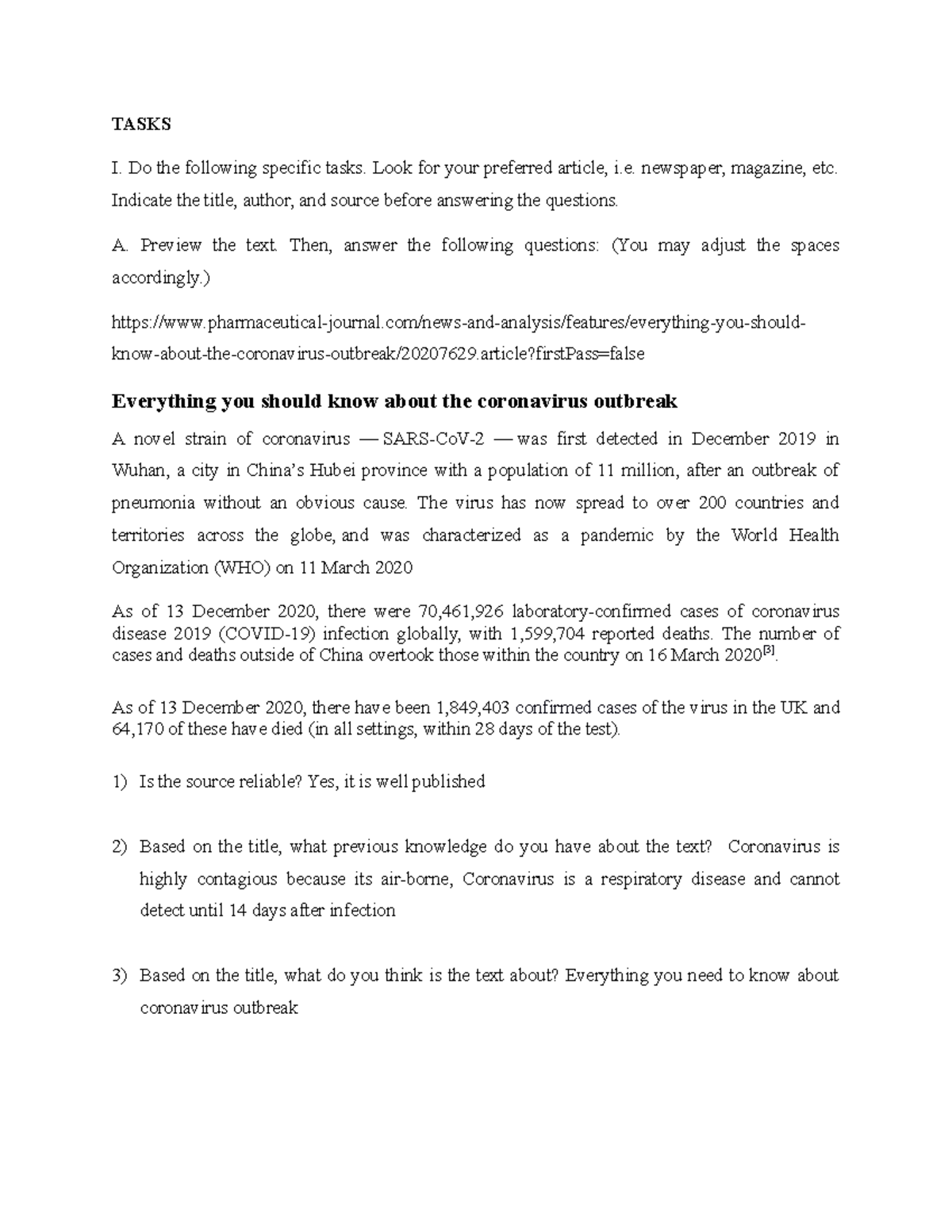 Module 4 task 1 - 123 - TASKS I. Do the following specific tasks. Look ...
