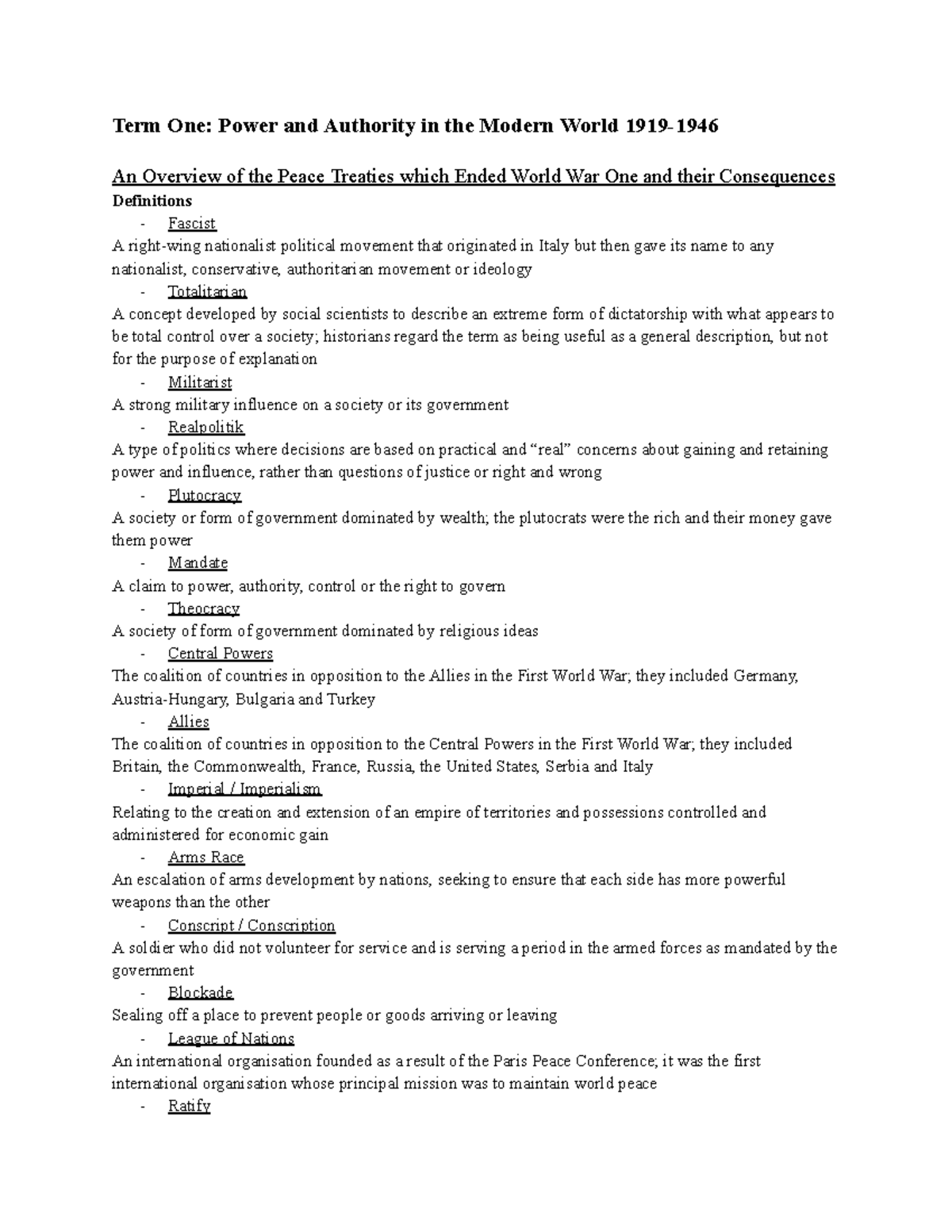 Power and Authority in the Modern World 1919-1946 - Isolationism The ...