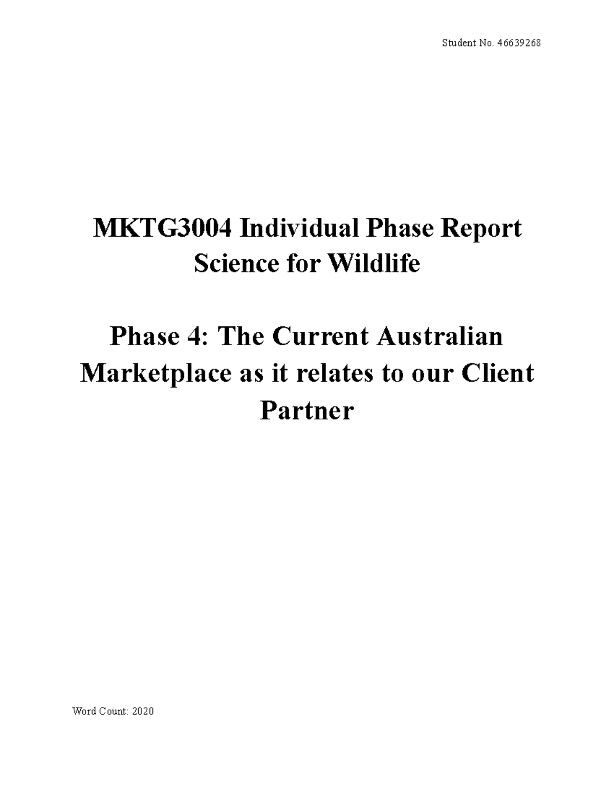 MKTG3004 Individual Phase Report - MKTG3004 Individual Phase Report ...