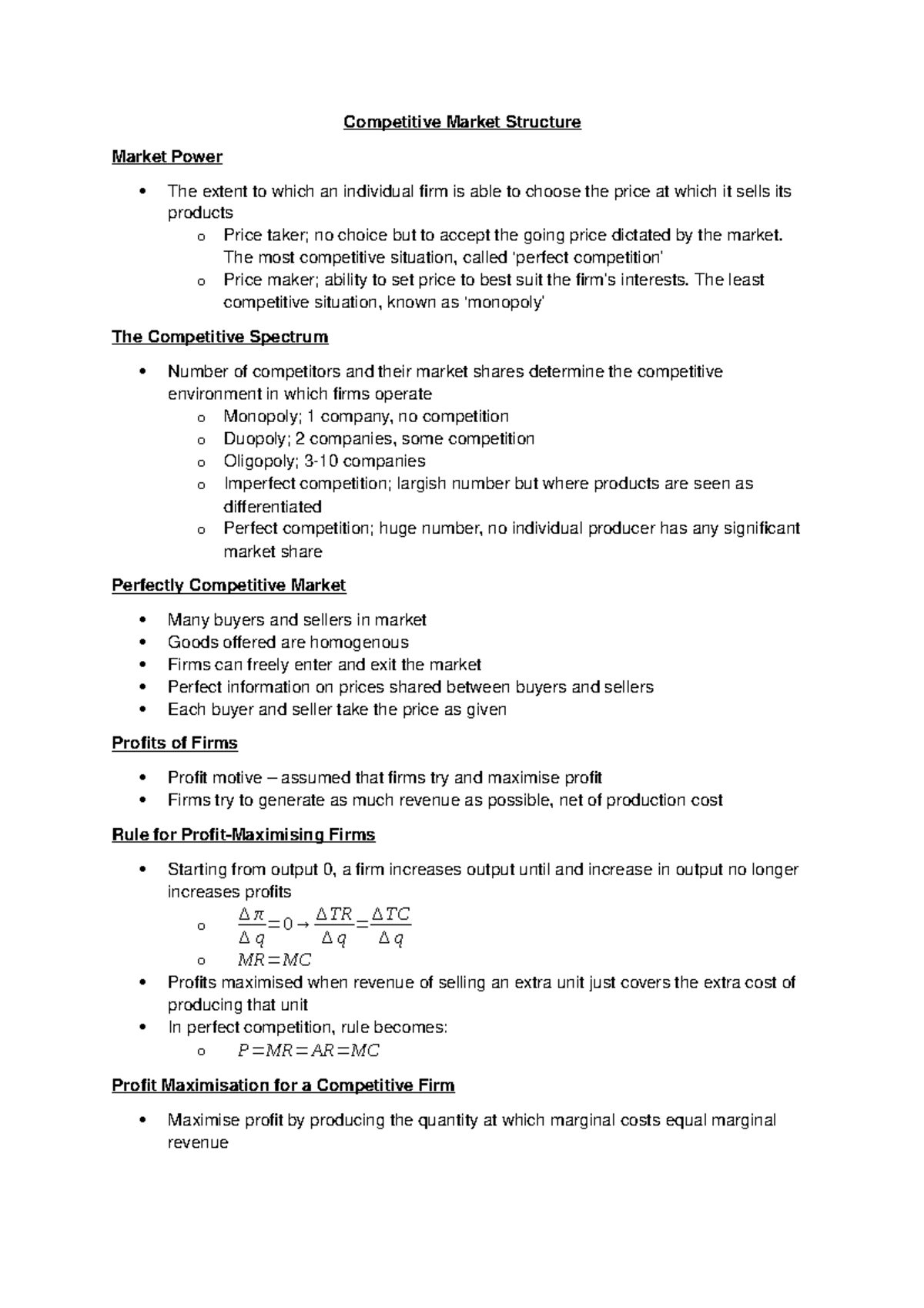 Competitive Market Structure - Competitive Market Structure Market ...