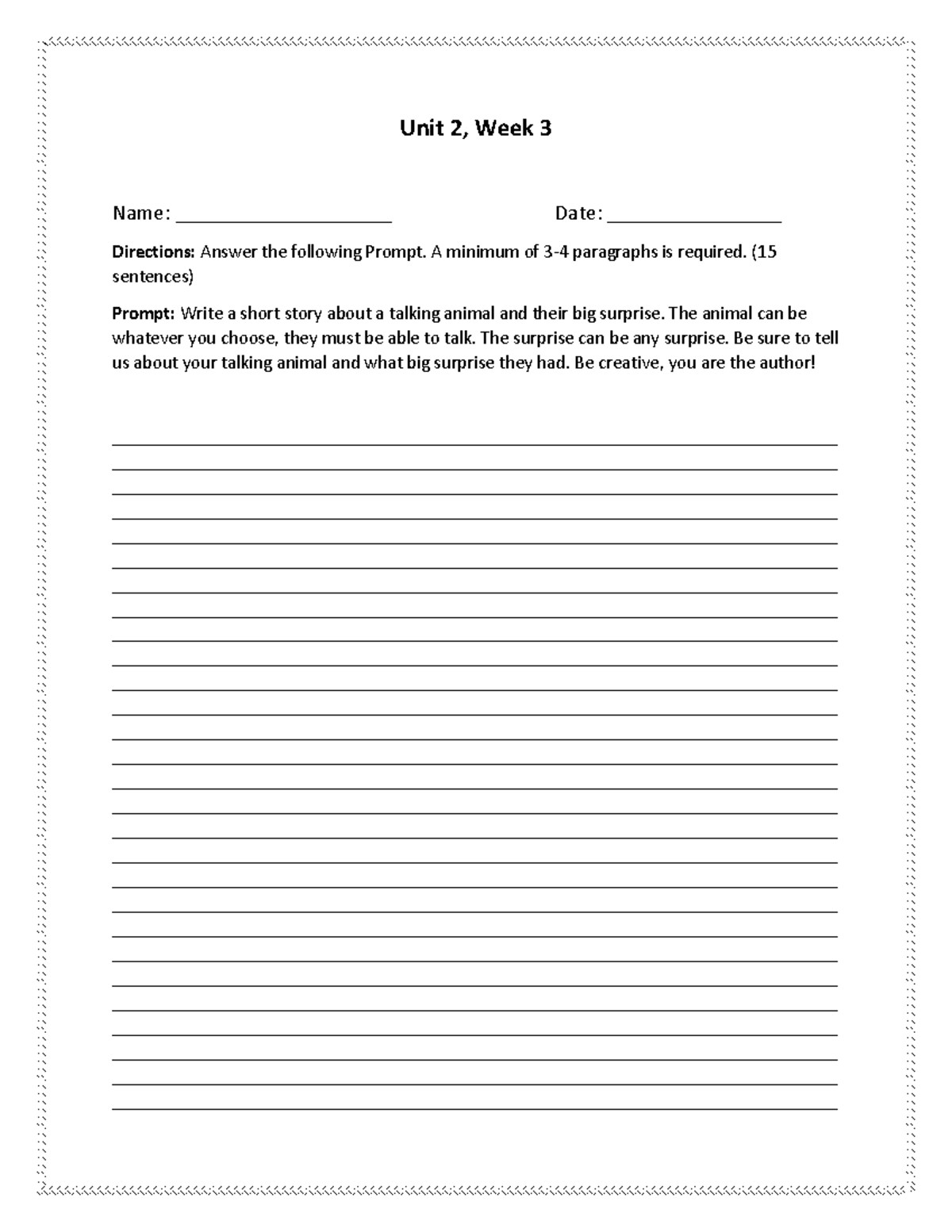 Unit 2 Week 3 Day 1 Packet - Unit 2, Week 3 Name ...