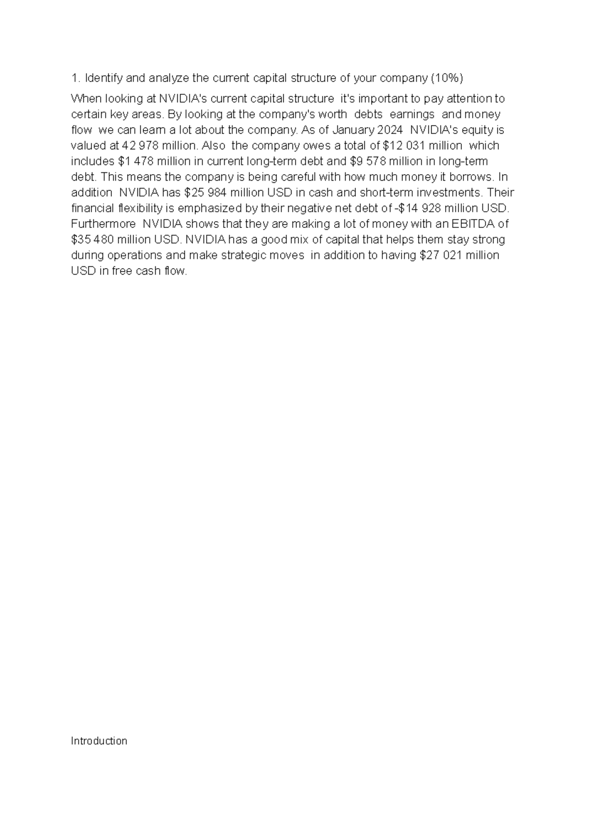 Nvidia Group Task - Identify and analyze the current capital structure ...