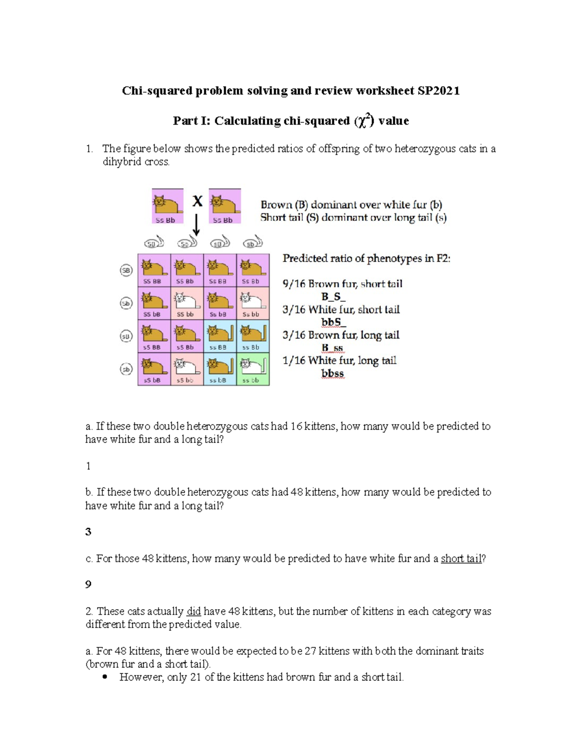 Chi-squared problem solving assignment worksheet - Chi-squared problem ...