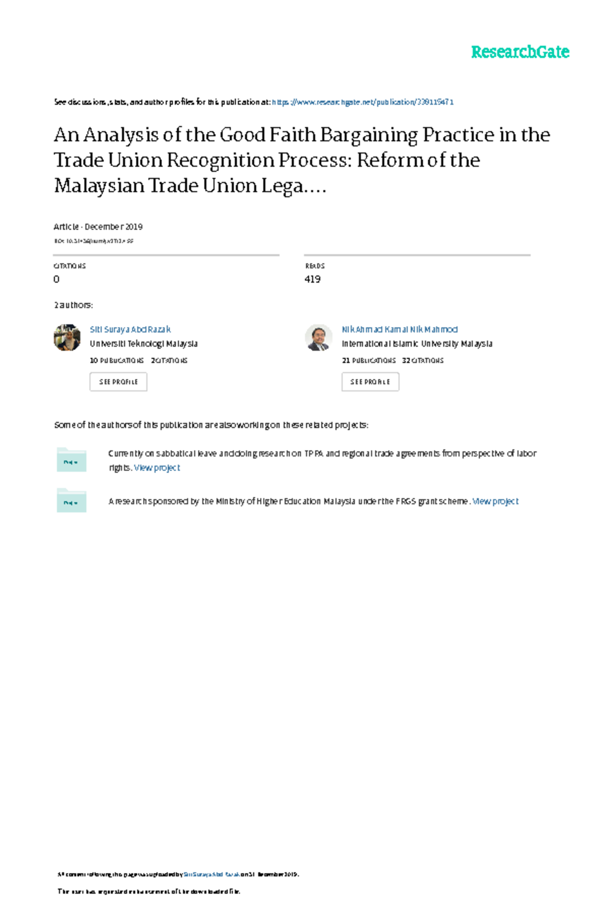 An Analysisofthe Good Faith Bargaining Practice - See discussions ...