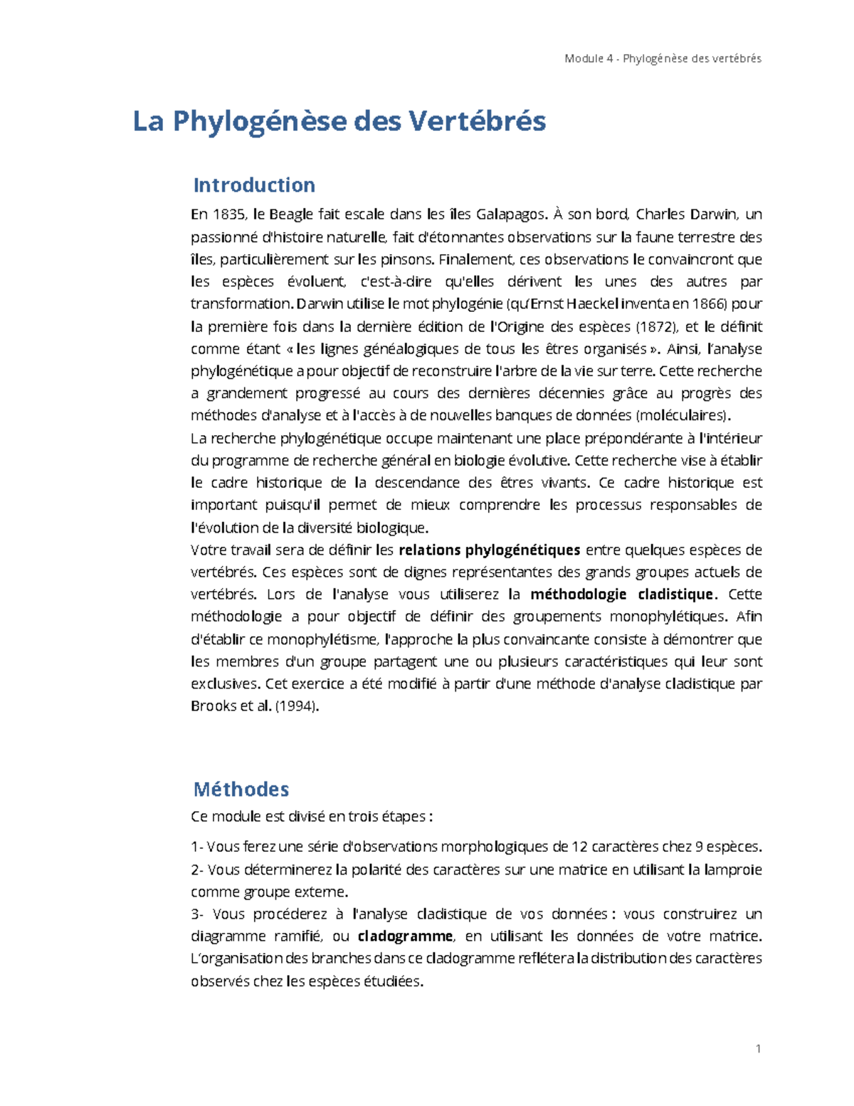 BIO1530 cladogram intro 21 - La Phylogénèse des Vertébrés Introduction ...