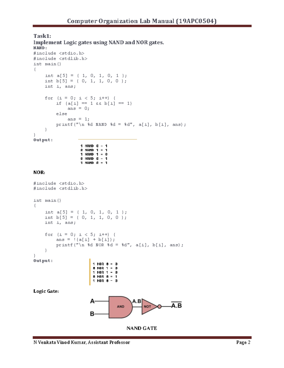 81 Multiplexer In Coa Computer Organization Lab Manual 19apc0504 N Venkata Vinod Kumar 