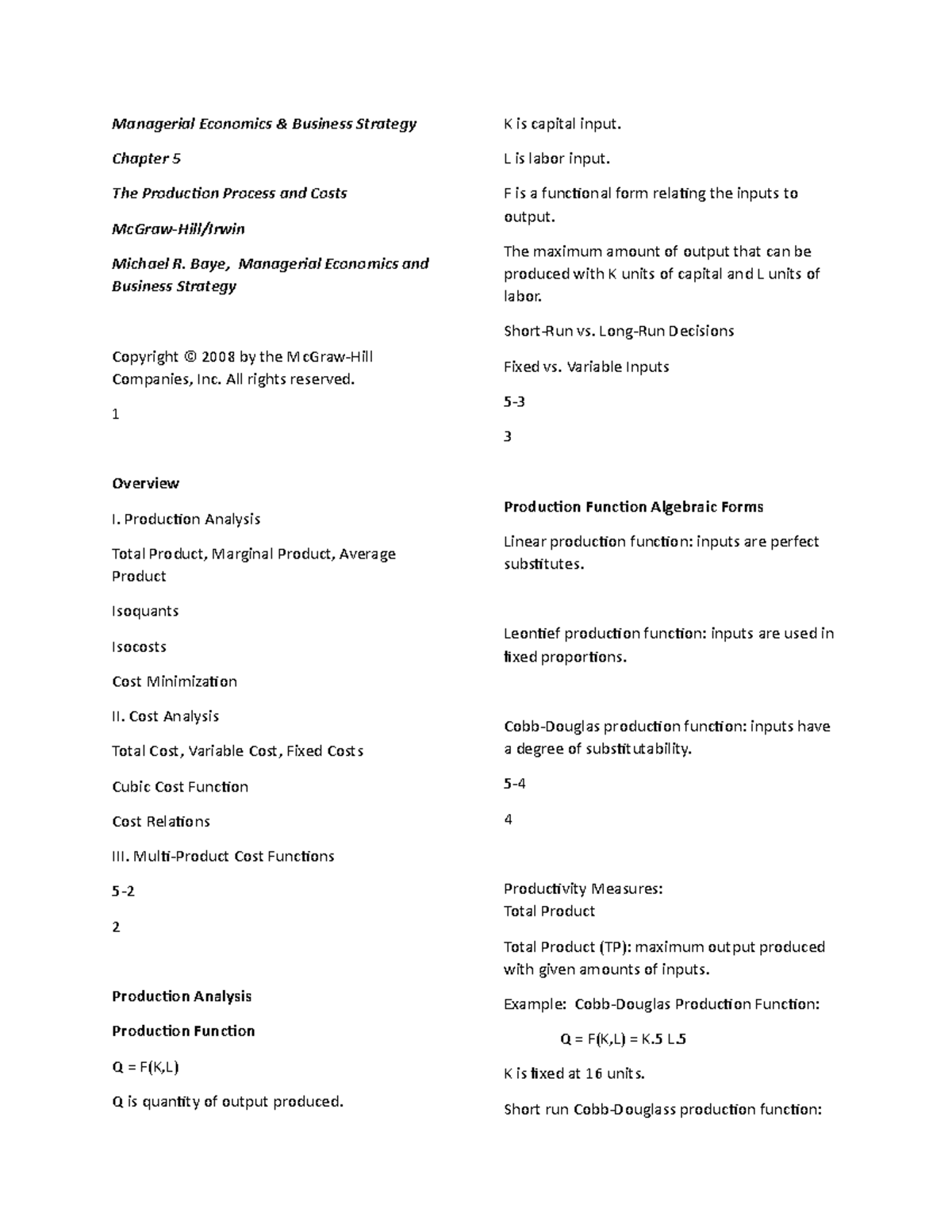 Chapter 5 - Lecture notes 5 - Managerial Economics & Business Strategy ...