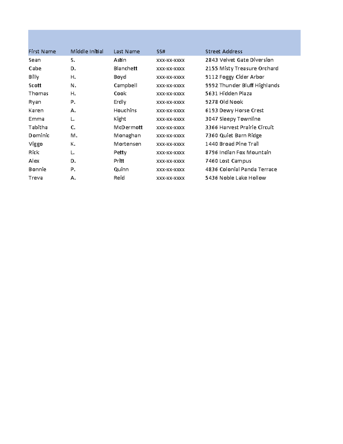Jessica Goodrum VOIM 112-Portfolio+Project - First Name Middle Initial Last Name SS# Street ...