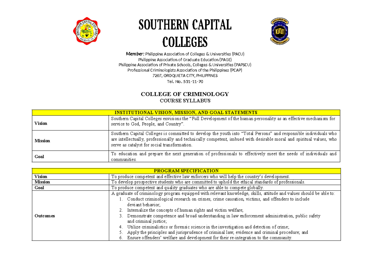 New format syllabus Sample for distribution 1 - SOUTHERN CAPITAL ...