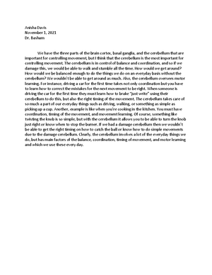 Scientific Reflection 3 - Anisha Davis Dr. Basham November 15, 2021 ...