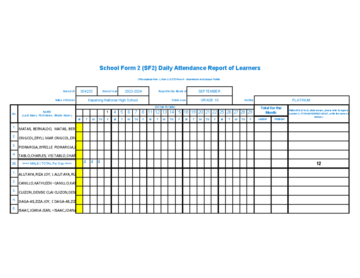 SF 2 Platinum - SF 2 - 1 5 6 7 8 12 13 19 20 21 22 25 27 28 T W TH F T ...