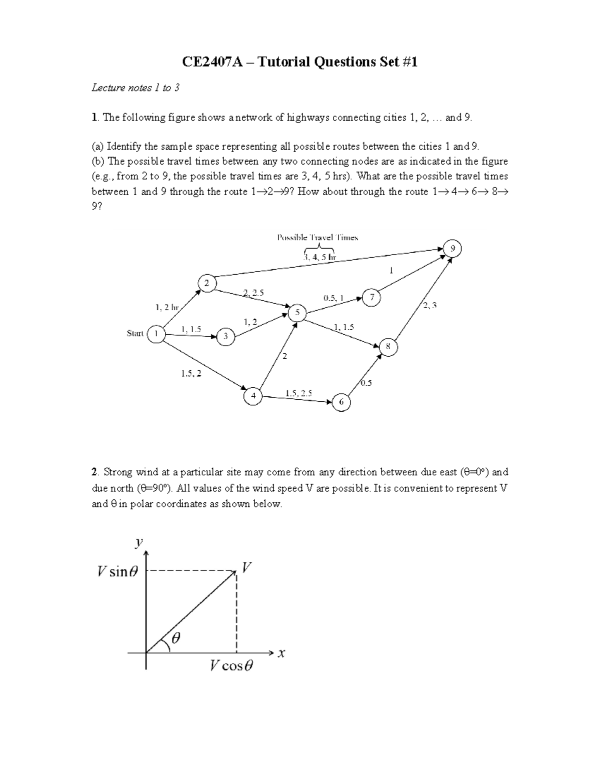 CE2407 A Tutorial - CE2407A – Tutorial Questions Set Lecture notes 1 to ...