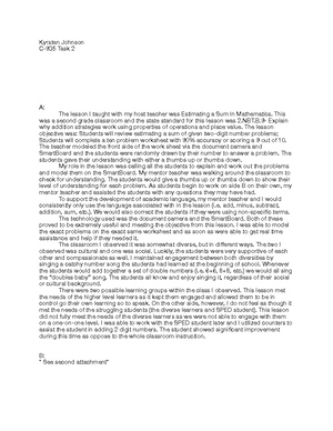 PCE C935 Task 1 complete - A. Describe three classroom management ...