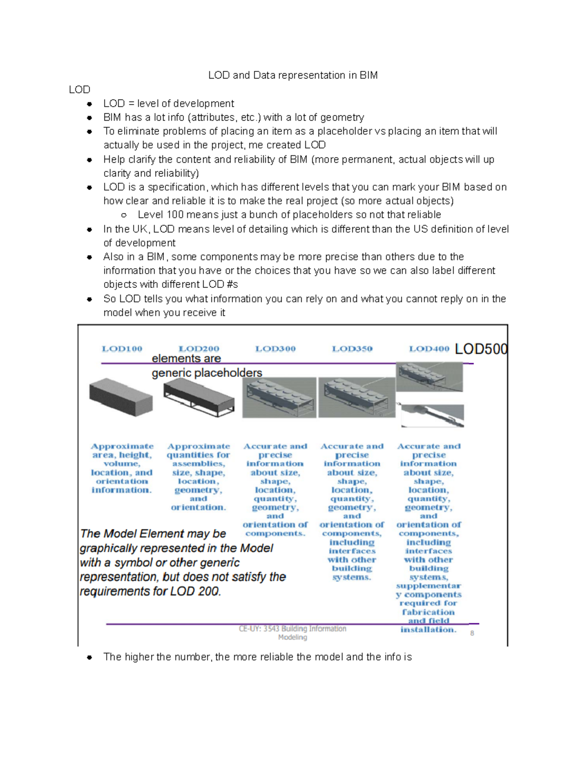LOD - Lecture notes 3 - LOD and Data representation in BIM LOD LOD ...