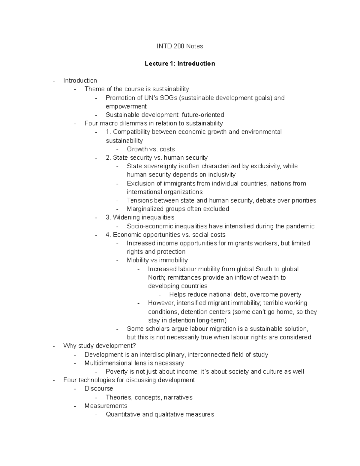 INTD 200 Notes - INTD 200 Kazue Takamura - INTD 200 Notes Lecture 1 ...