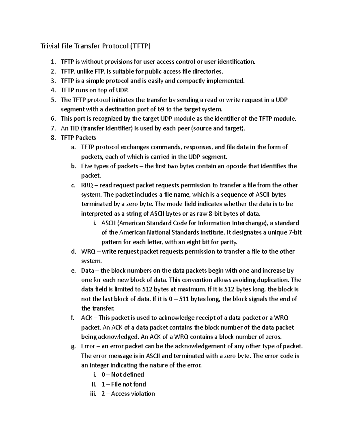 TFTP Notes - Trivial File Transfer Protocol (TFTP) 1. 2. 3. 4. 5. TFTP ...