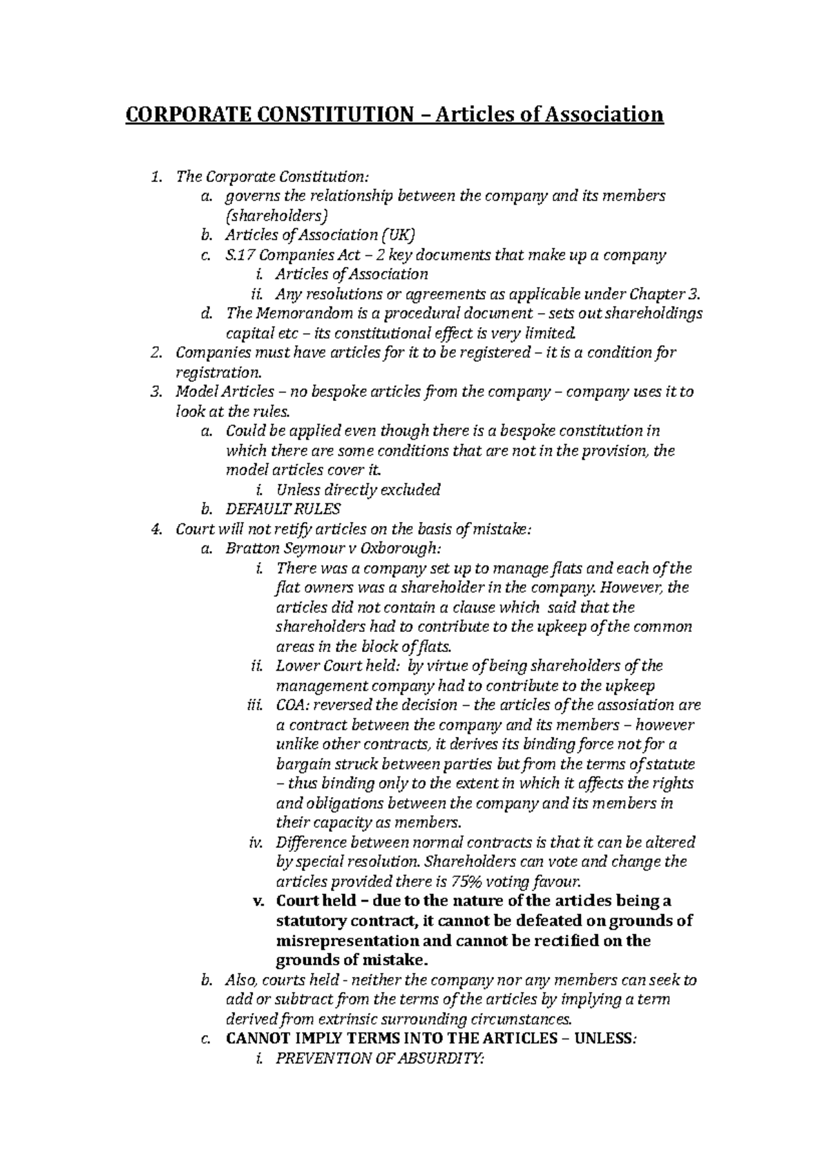 Corporate Constitution – Articles of Association - CORPORATE ...