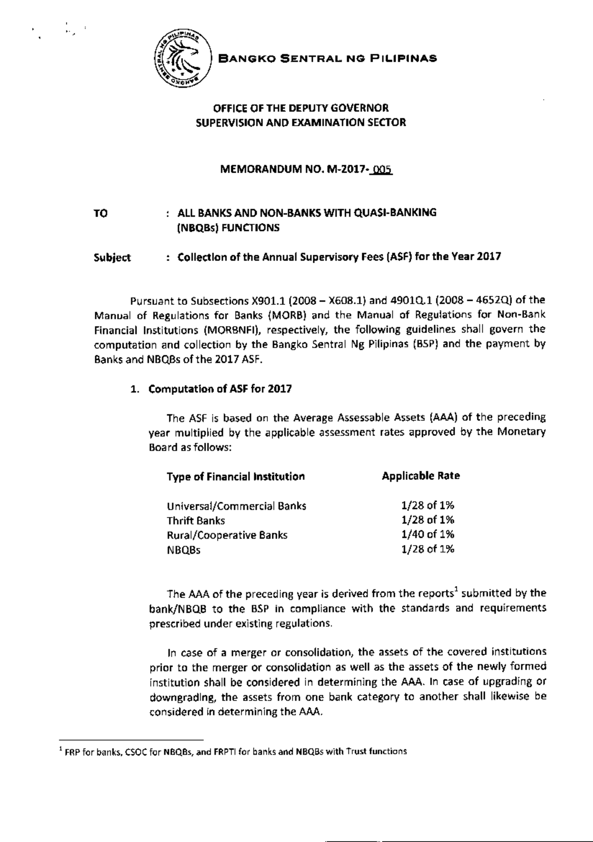 Memorandum No. 2017-005 - Barucxo SenrReL Ne PtulptNAs OFFICE OF THE ...