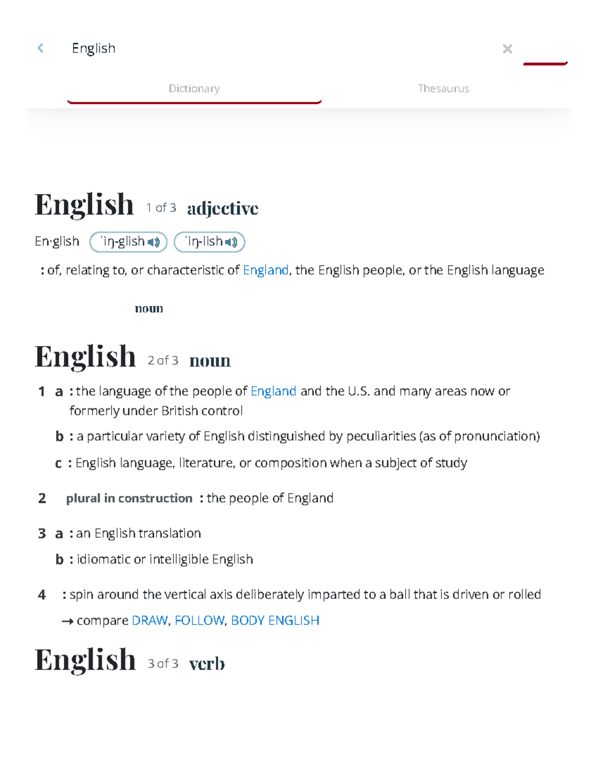 English Definition & Meaning - Merriam-Webster - English adjective En ...